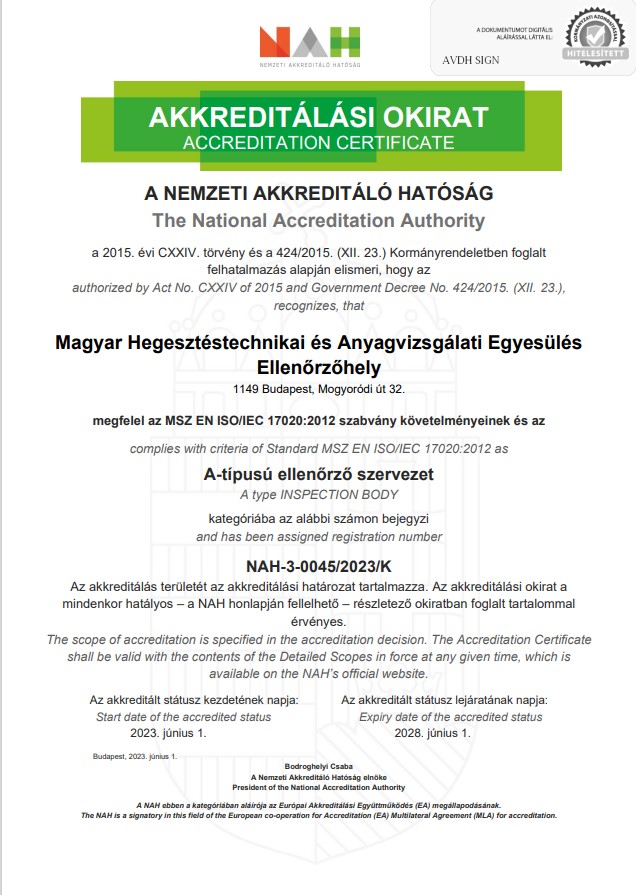 Tanúsítványok – MHtE